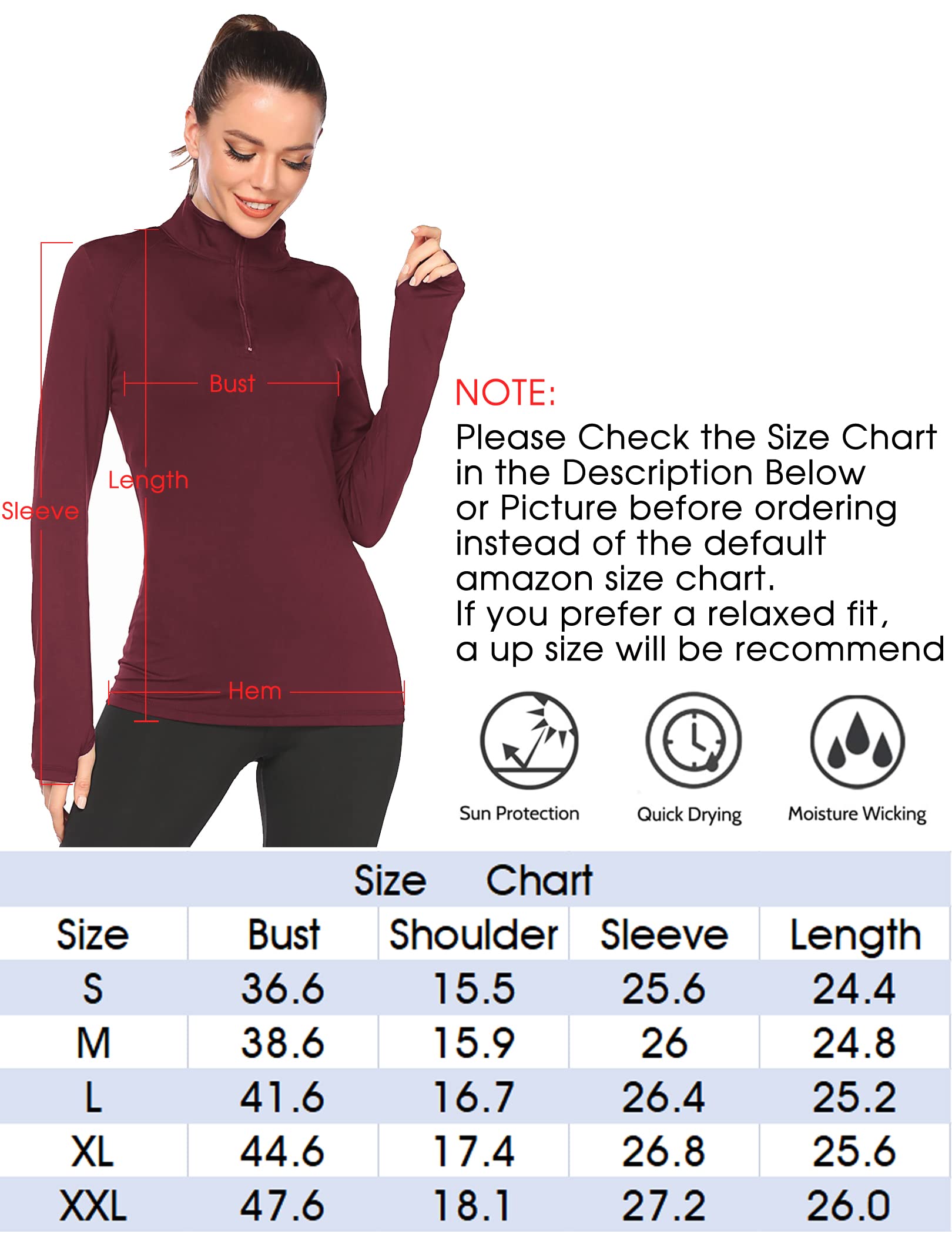Half Zip Pullover Women Lightweight Quarter Zip Long Sleeve Workout Shirts 1/4 Zip Athletic Fit Active Top (Black,Small)