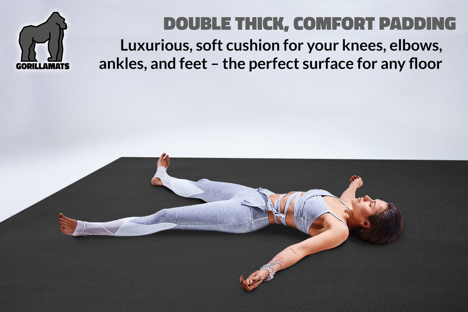 Gorilla Mats Premium Large Yoga Mat – 6' x 4' x 8mm Extra Thick & Ultra Comfortable, Non-Toxic, Non-Slip Barefoot Exercise Mat – Works Great on Any Floor for Stretching, Cardio or Home Workouts