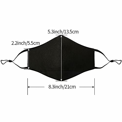 NBDIB 3 Pcs Adult Unisex Reusable Washable Adjustable Face Protection with Filter Pocket and Nose Wire Black Breathable Cotton Dust Cloth Mask with 10Pcs Replacement Carbon Filters for Man and Women