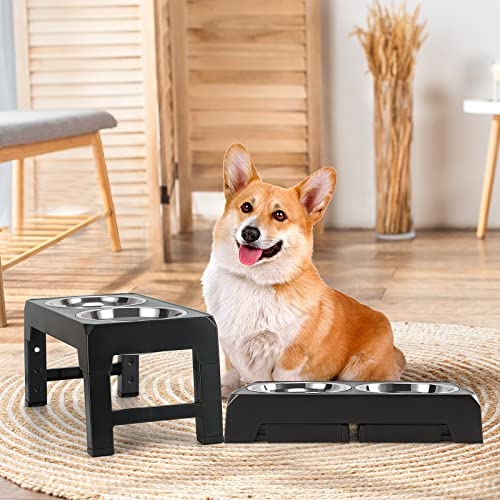PANZZDA Elevated Dog Bowls Adjustable Raised Stand with Double Stainless Steel Food Bowls Adjusts to 4 Heights 3.1โ, 8.6โ, 10.2โ, 11.8โ, for Small Medium Large Dogs and Pets