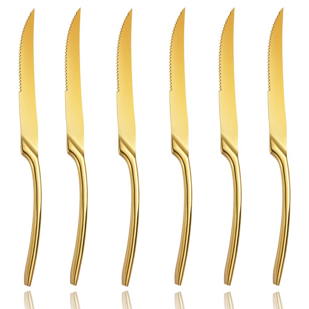 Lemeya 26 Pieces Silverware Set includes 20 Pieces Stainless Steel Flatware Set and 6 Pieces Steak Knives Set,Mirror Polished, Dishwasher Safe