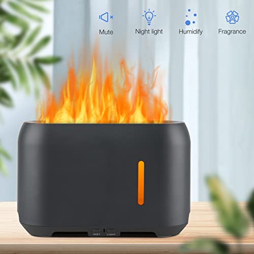 Mopoin Flame Diffuser Humidifier, USB Ultrasonic Aromatherapy Air Diffuser, 240ml Essential Oil Diffuser with 8 Flame Color, Waterless Auto Shut-Off Protection for Bedroom Home, Office, Yoga