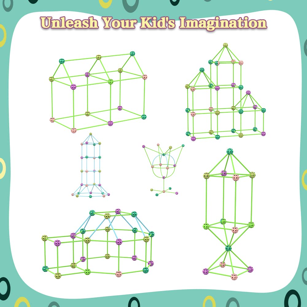 MIGWDPM 140 PCS Fort Building Kit for Kids, Ultimate Forts Builder for 3-14 Years Old, STEM Construction Toys, DIY Building Tents Gift for Kids, Creative Forts Toy Educational Learning Toys Teepee Kit