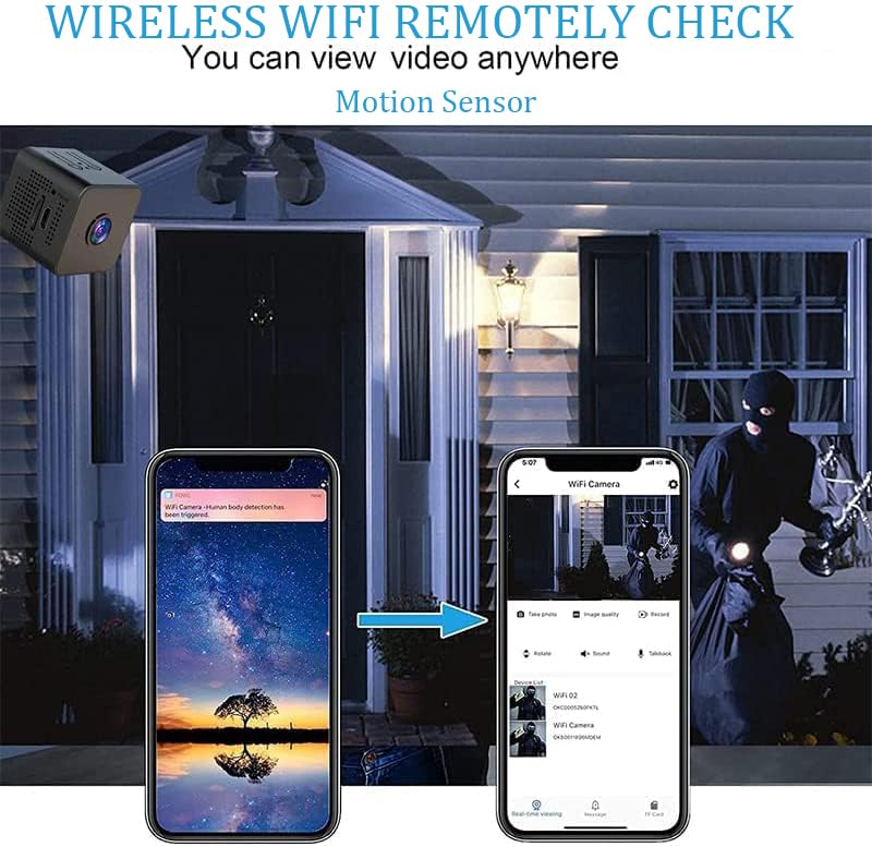 Spy Hidden Camera Wireless Mini WiFi Camera Home Small Security Camera Nanny Cam with Night Vision Motion Sensor for Indoor Outdoor with App for Cellphone Dog Camera with Battery Surveillance Cameras