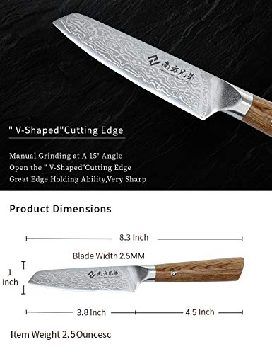 Paring Knife 3.8Inch Damascus Steel Knife Professional Super Steel VG10 Comfortable Ergonomic Wood Grain Handle Very Sharp Paring Knives for KitchenâGift Box