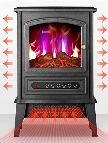 VOMKR Large Electric Stove Fires Freestanding, Electric Fireplace Stove Heater, Recessed and Wall Mounted Freestanding Fireplace with Wood Burning LED Light (Size : Remote Control)