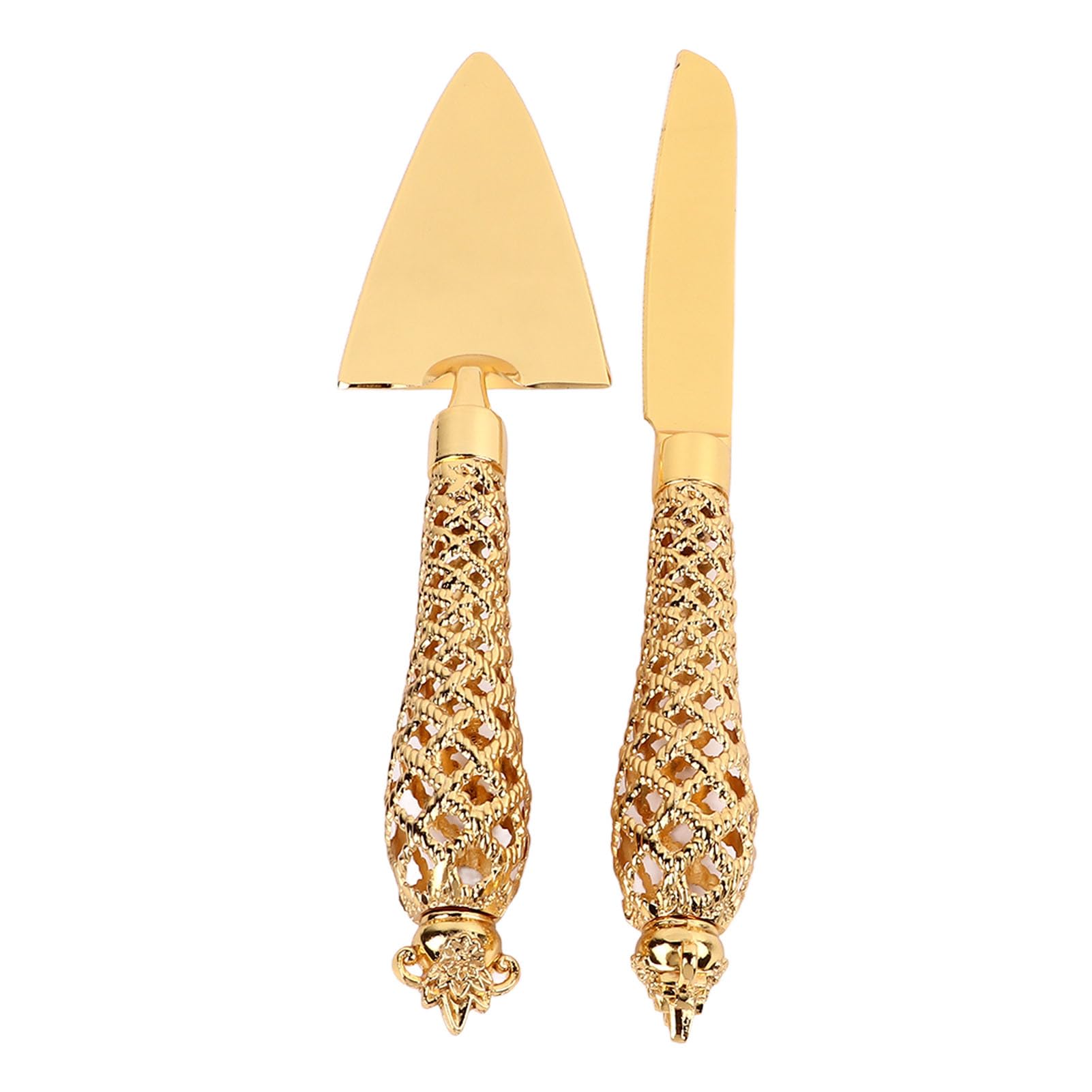 Vintage Engraved Gold Cake Knife and Server Set, Elegant Cake Cutter and Serving Spatula Set, for Wedding, Birthday, Thanksgiving, and Christmas Celebrations