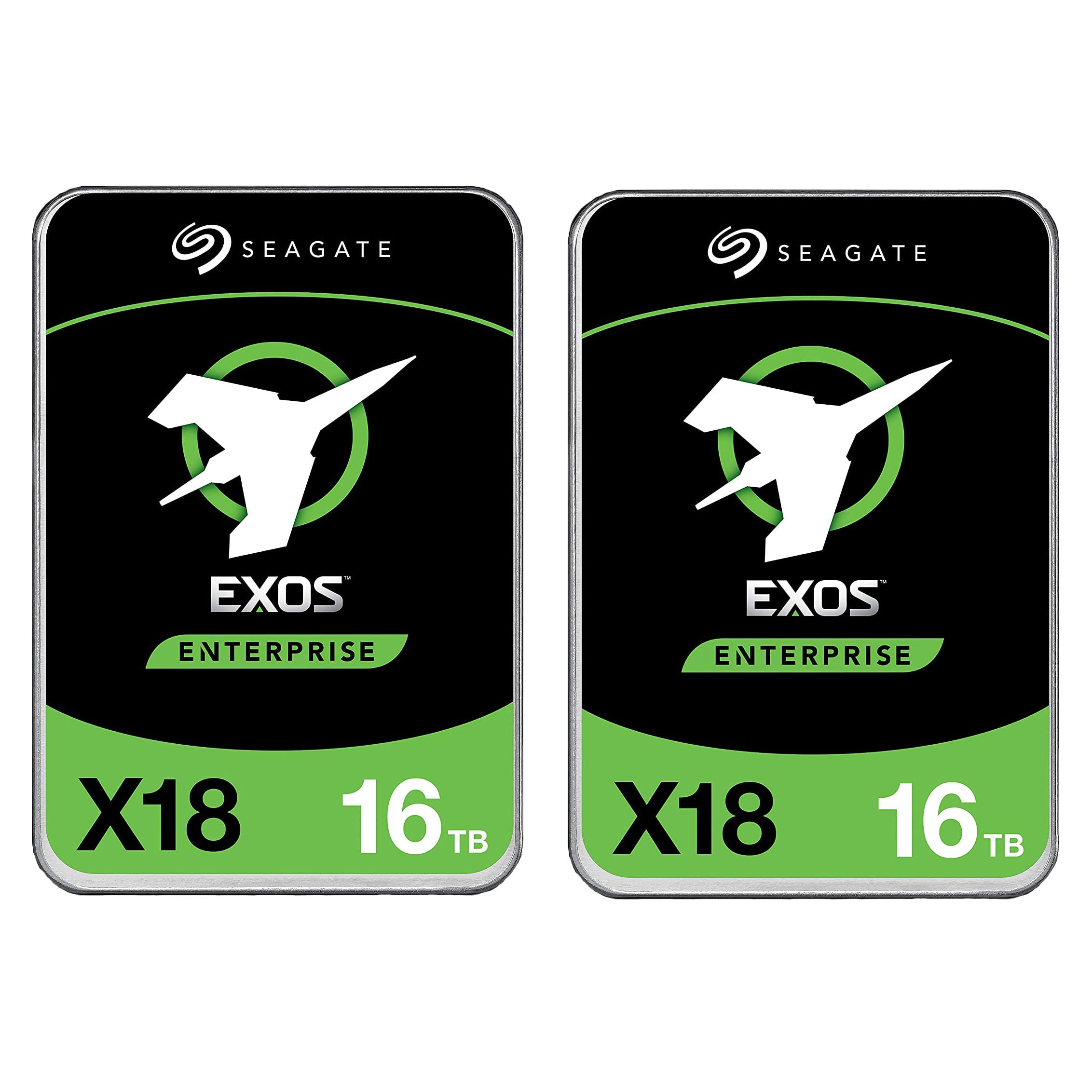 Seagate Exos X18 16TB Enterprise HDD - CMR 3.5 Inch Hyperscale SATA 6Gb/s, 7200 RPM, 512e and 4Kn FastFormat, Low Latency with Enhanced Caching (ST16000NM000J) (2 Pack)…