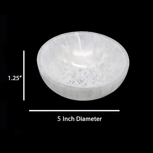 Soul Sticks Selenite Crystal Bowls for Smudging, Healing, Recharging Crystals | Pure Selenite Smudge Bowl & Crystal Charging Station Ethically Sourced in Morocco (5 Inch (Pack of 1))