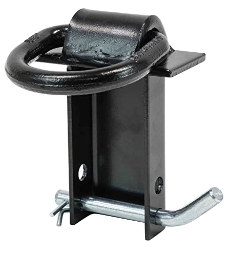 Mytee Products (4 Pack) Heavy Duty Adjustable Trailer Stake Pocket -Small 5/8 Inch Forged D Ring Black Powder Coated w/ 1/2" Hitch Pin, Load Limit 5400 lbs; 2 Adjustable Holes | Stake Pocket D-Ring