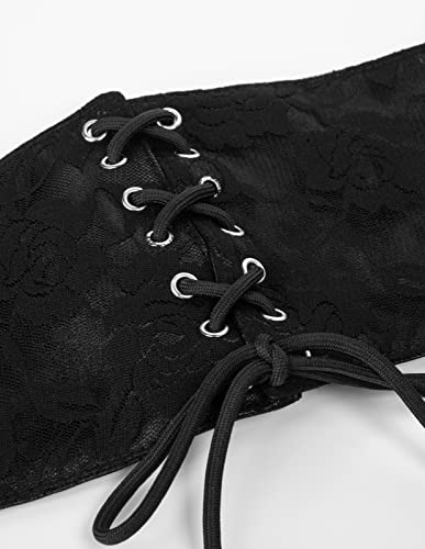 Scarlet Darkness Women's Elastic Corset Waist Cincher Belt Lace Renaissance Pirate Belts Black M