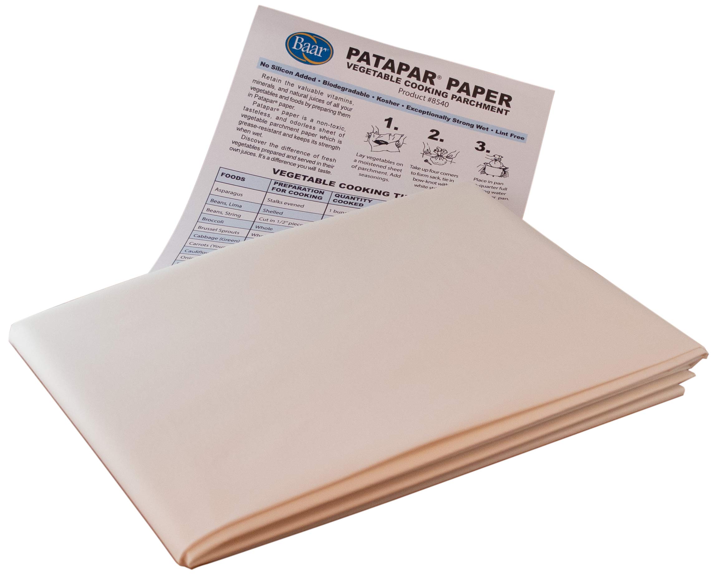 Patapar Paper, Vegetable Cooking Parchment - 24"x24", 6 Reusable Sheets