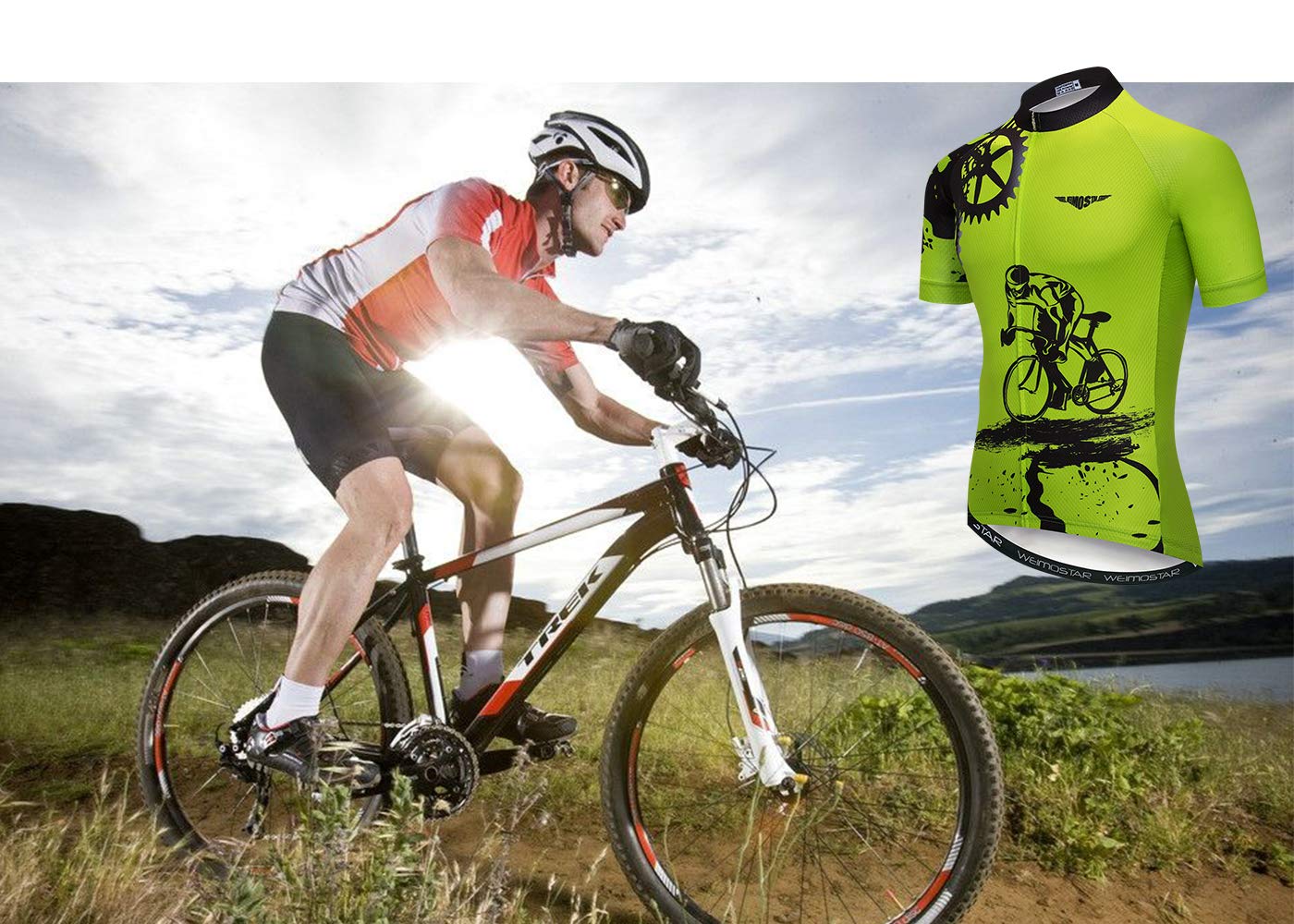 JPOJPO Men's Cycling Jersey Bicycle Short Sleeved Bike Clothing,Quick-Dry Yellow