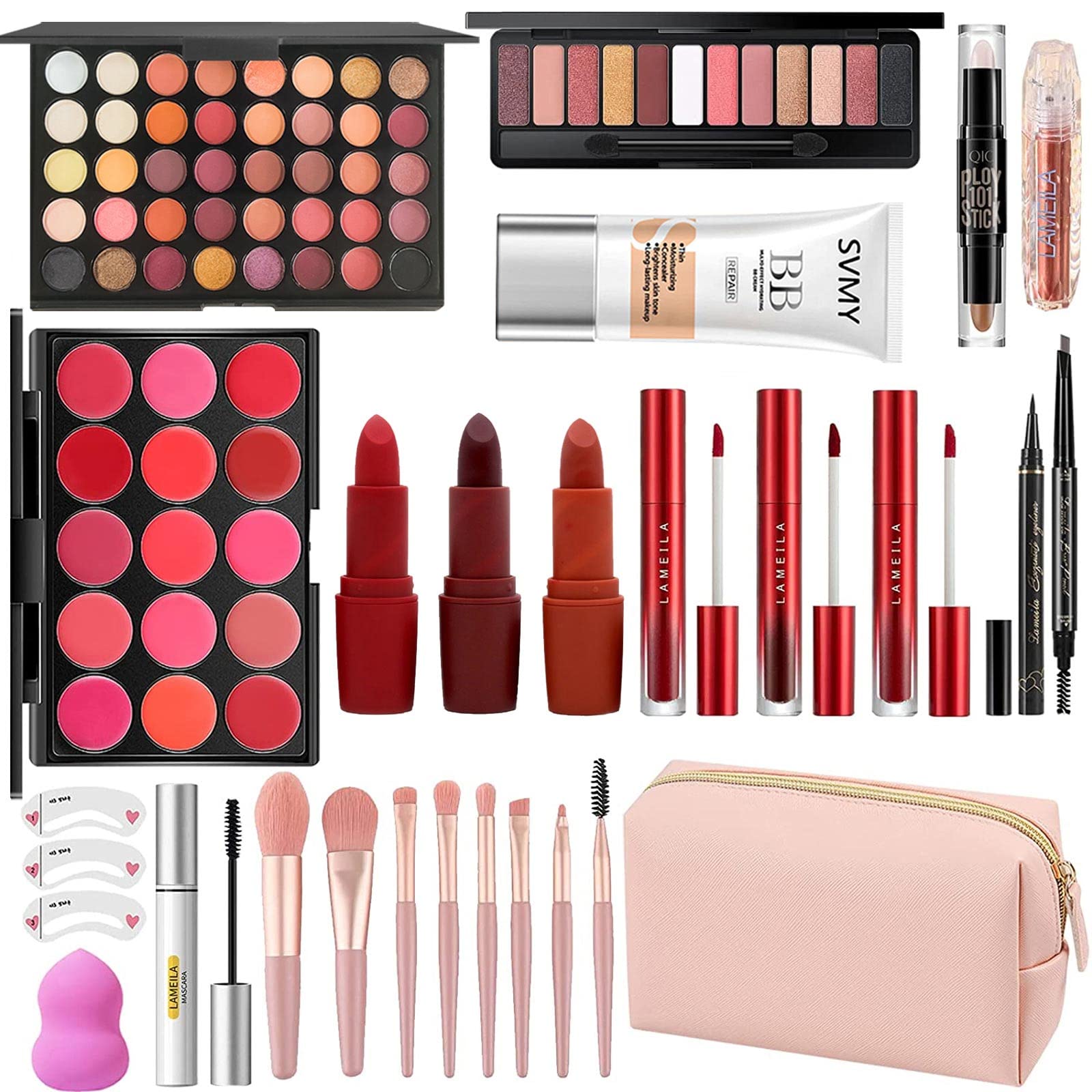 Professional Full Makeup Kit Gift 30 PCS, All-in-one for Women Include Eyeshadow Palette,eyeliner, Lip Gloss lipstick , Brush Set, Foundation, Concealer , Mascara