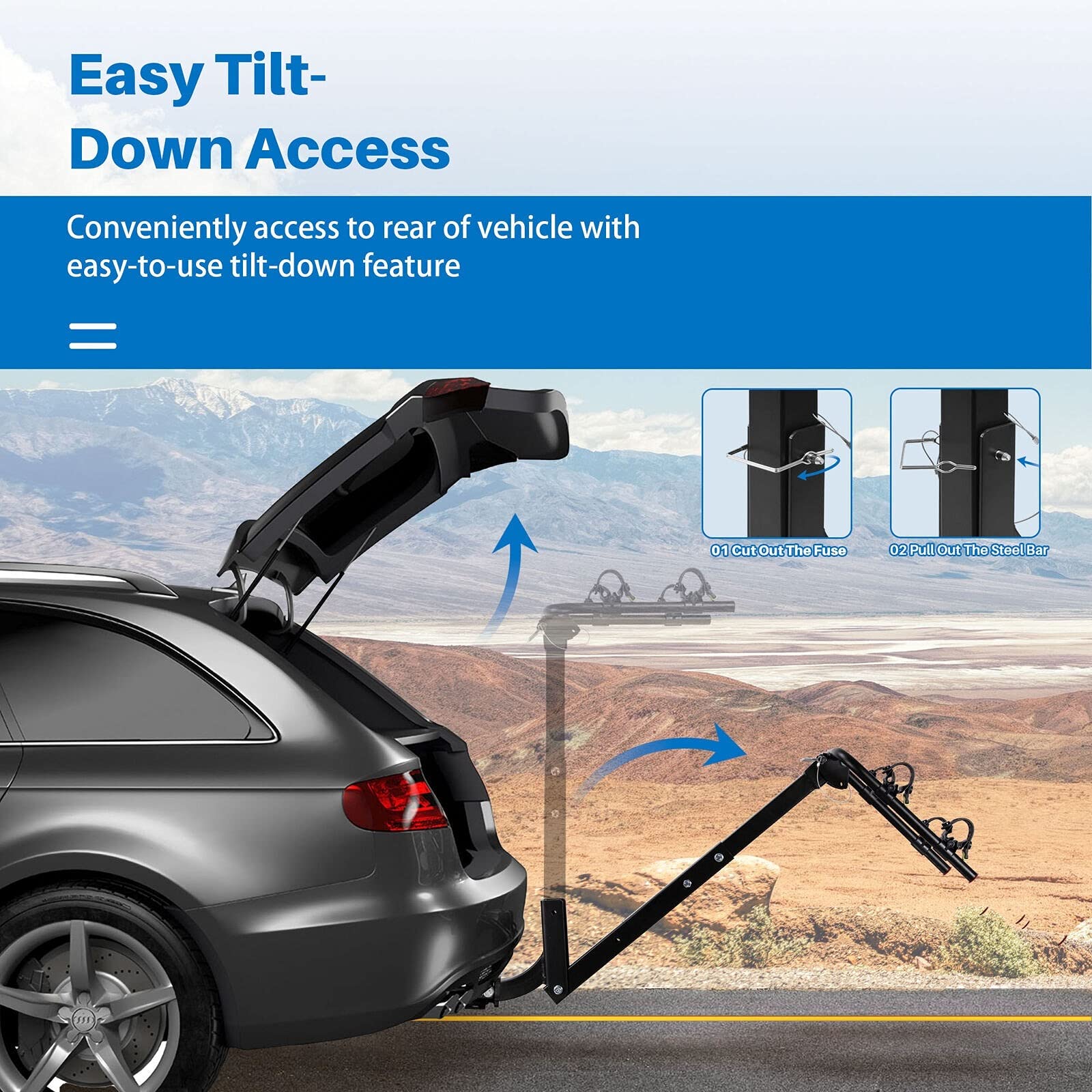 GXP 2 Bike Rack Hitch Mount Bicycle Carrier W/Anti-Rattle Hitch-Tightener (Size : 2 Bike W/Reflector)