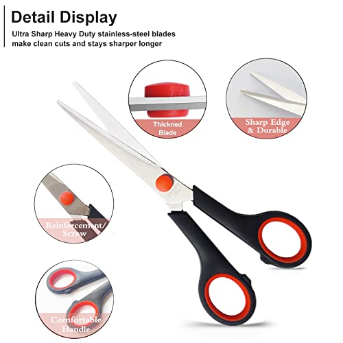 Scissors all Purpose Office Student Scissors 7 Inch Ultra Sharp Shears Comfort-Grip Handles Household Scissors Bulk Sturdy Sharp Craft Supplies - Pack of 12 Right/Left Hande