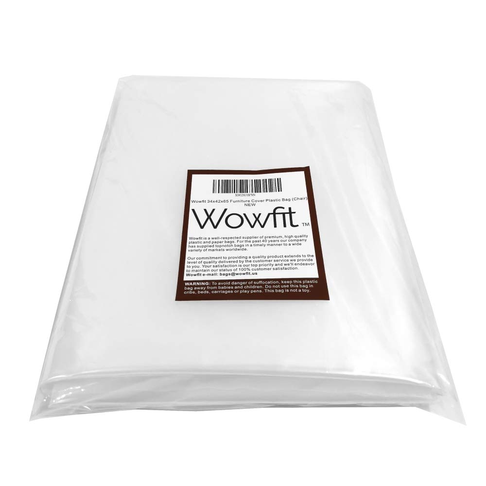 Wowfit Furniture Cover β Dust-Proof Moving Bag for Love seat, Sofa, Moving Boxes β Clear & Odorless Plastic Bag for Moving β 4mil Thick Loveseat Cover(Not Include Tape) β 68W x 42D x 62/41H Inches