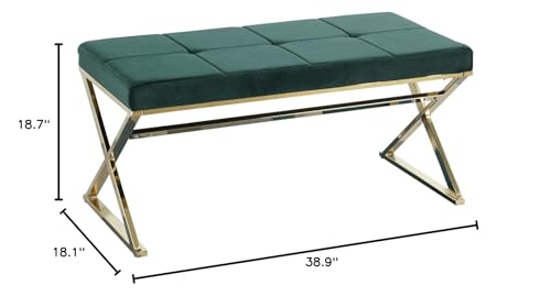 GYZAD Modern Sofa Bench-Turquoise Bench Bench-Dining Room Bench-with Stainless Steel and Velvet Ottaman,Bench Chair,Benches for Bedroom,Livingroom,Metal,Gold Plated Legs,Green