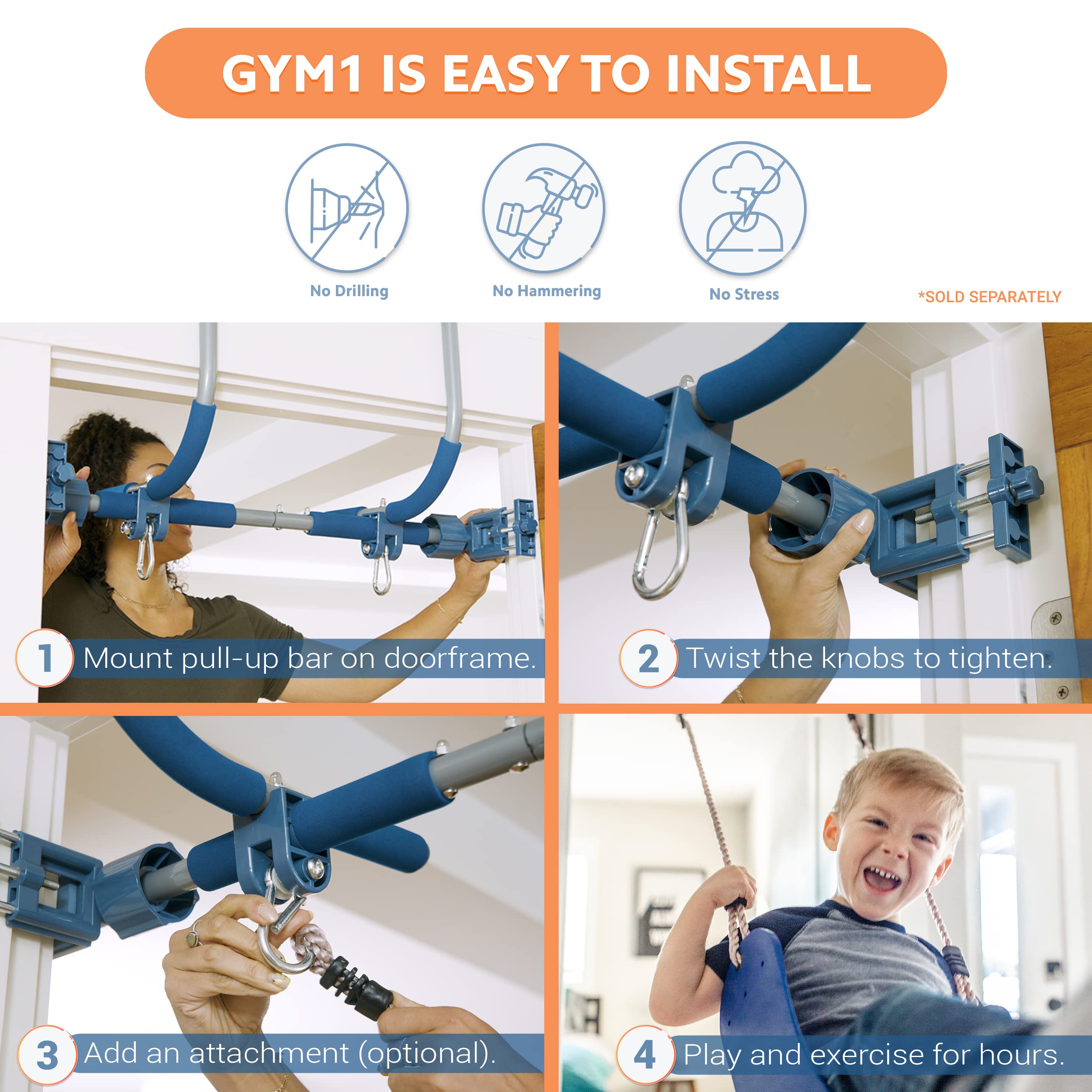 Gym1 Sensory Swing with 2 Extender Straps | Made from Premium Quality Nylon | Soft & Durable | Sensory Swinging Activities | Aerial Yoga Practice At Home | Measures 86” x 60” | For Kids and Adults