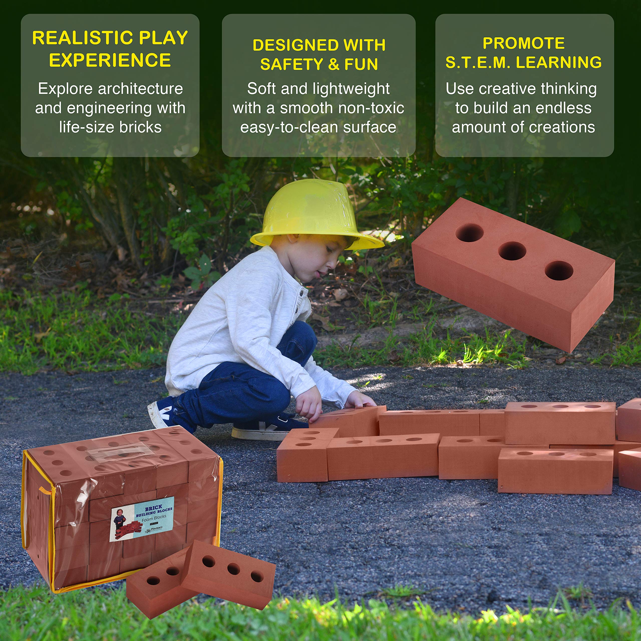 Playlearn Foam Bricks 25 Pack and Foam Cinder 20 Pack