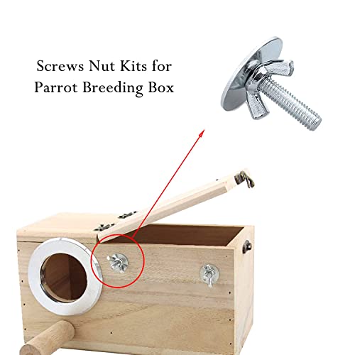 SnowTing Fitting Screws Nut Kits for Bird Nest House Parrot Breeding Box Bin DIY, Bird Cage Feeder Stand Perches Accessories Hardware, 8 Sets of Sidewalk Bolts with Wing Nut & Washers