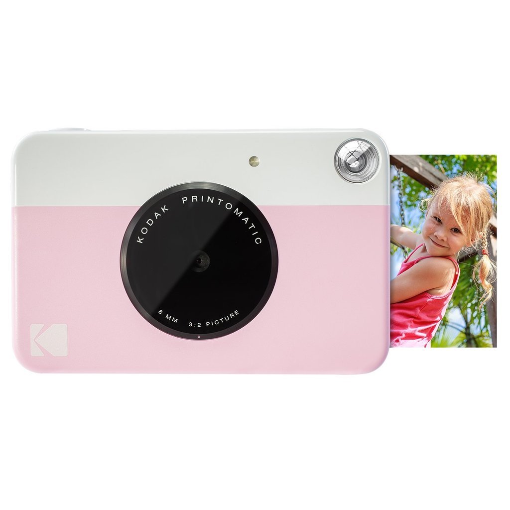 Kodak Printomatic Instant Camera (Pink) Gift Bundle + Zink Paper (20 Sheets) + Deluxe Case + 7 Fun Sticker Sets + Twin Tip Markers + Photo Album.