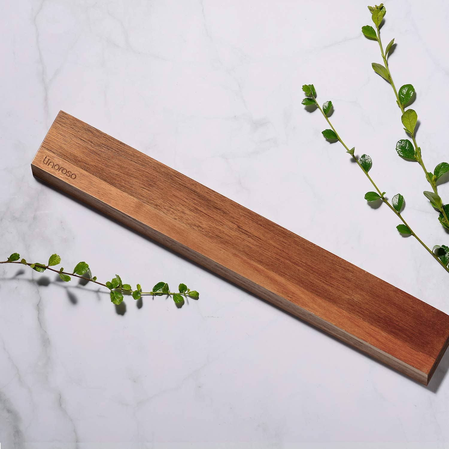 Linoroso 3-Pieces Kitchen Tools Set-16.5'' Magnetic Knife Holder for Wall with Paring Knife 3.5 inch Chef Knife 8 inch Sharp Knife, Powerful Acacia Wood Magnetic Knife Strip for Kitchen Knives & Tools