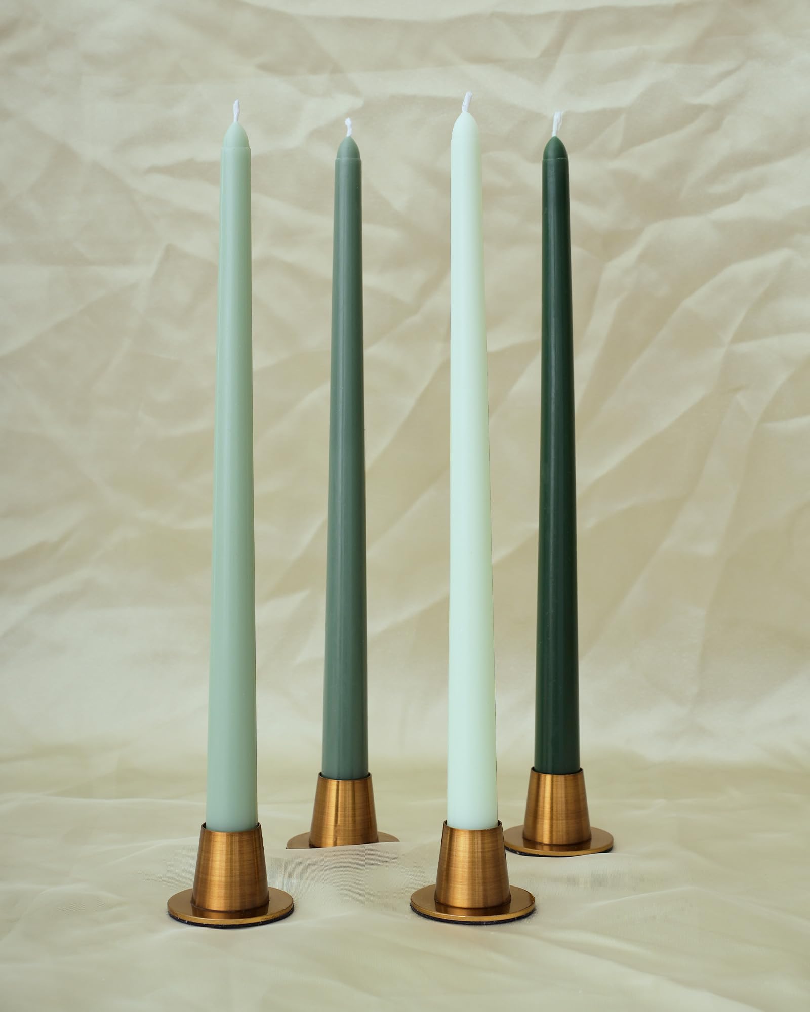 Viyffo Taper Candles 12 Inch Green Set of 4 Unscented, Dripless, Smokeless Long Tall Tapered Candlesticks Wedding Home Decor Dinner Natural Color Series