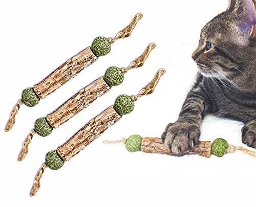 XanderPets Cat Chew Stick - Matatabi Stick for Cat - Silvervine Chew Sticks for Cats - Cat Dental Sticks w/Cat Nips Organic - All Breeds 3PK