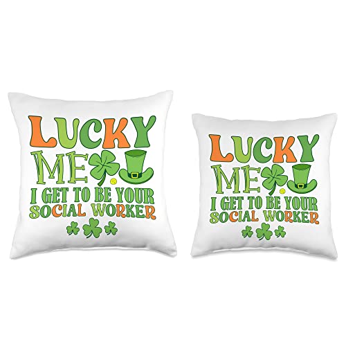 Social Worker Stylish Lucky I get to be Your Social Worker St Patrick's Day Funny Throw Pillow, 18x18, Multicolor