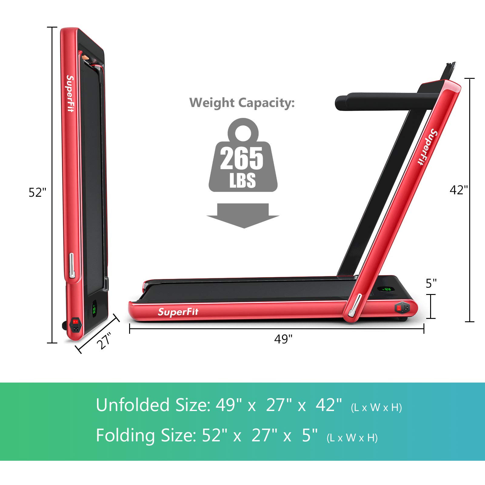 GYMAX Walking Pad, 2.25HP Foldable Treadmill with LED Display, Remote & Smart App Control, 2 in 1 Under Desk Treadmill, Portable Compact Folding Treadmill for Small Space/Home/Office