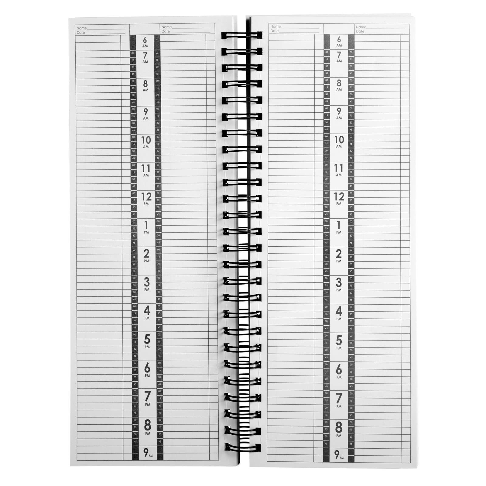 Juvale 200 Page Salon Appointment Book for Hair Stylist, Undated, Daily Planner, Hourly Spiral Book, Marble Design, 2 Columns (14 x 5 In)