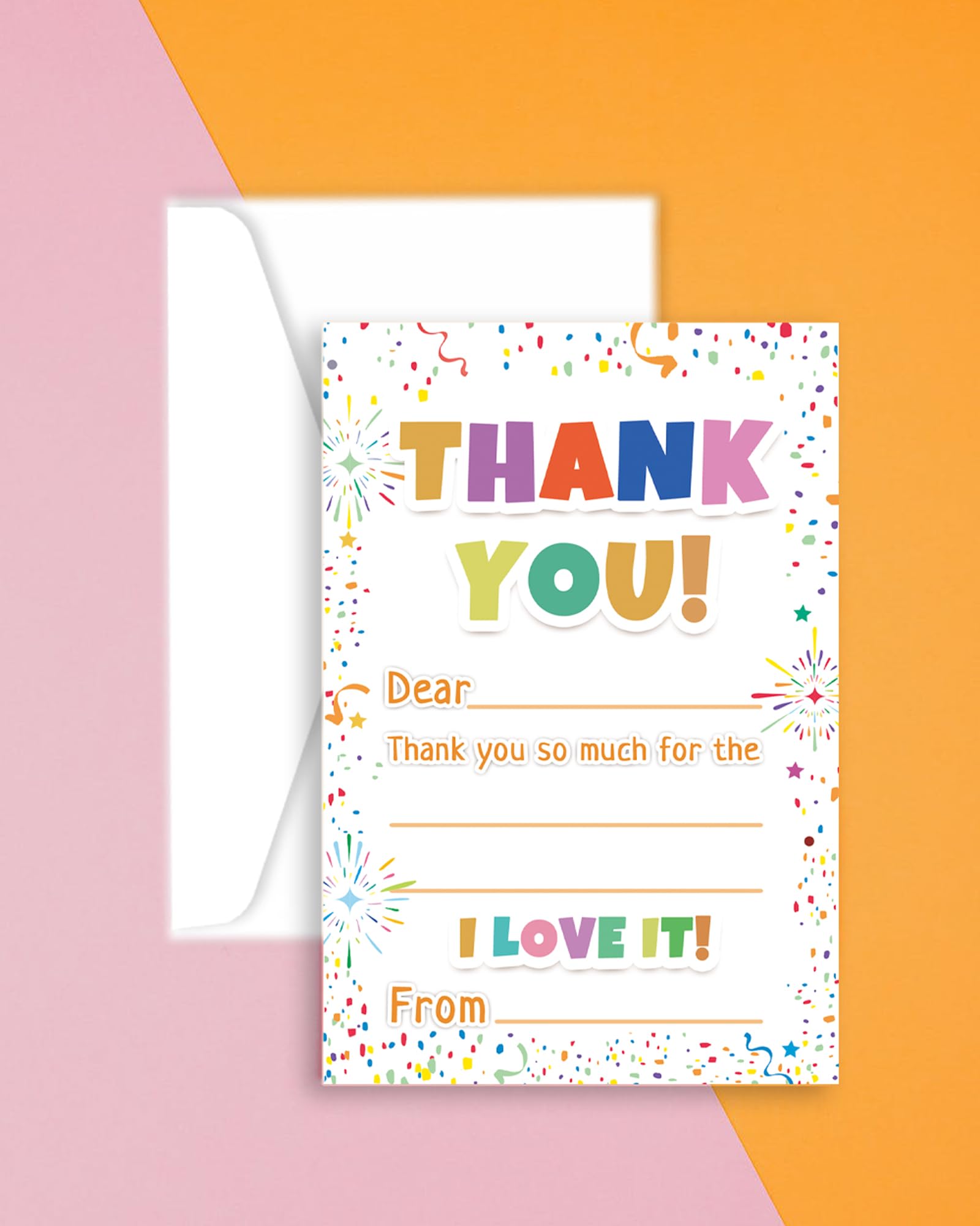 Vusnud 72Pcs Kids Thank You Cards, Fill in The Blank Thank You Notes with Envelopes from Teacher for Birthday (4x6 In)