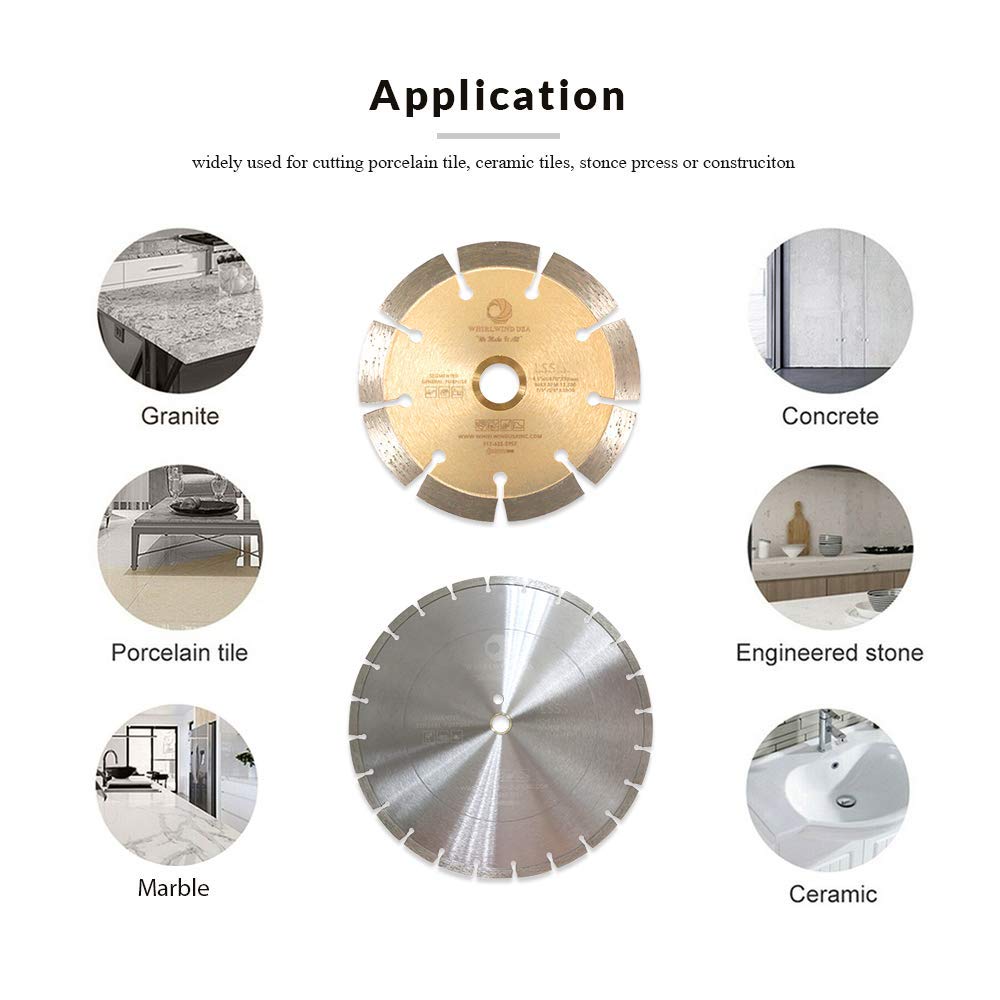 WHIRLWIND USA LSS 14 Inch Diamond Saw Blade,Dry or Wet Cutting Concrete Saw Blades for Sharp Cutting Concrete Marble Granite Brick Masonry,Broadened Cutter Head