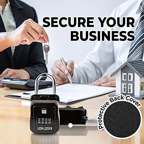 Lion Locks 1500 Key Storage Lockbox, Set-Your-Own Code Lock Portable Key Holder, Rust-Proof, Secure Outdoor Key Safe, Hide-a-Key Safe Box Lock Box, Airbnb, Construction (2-Pack/Black)