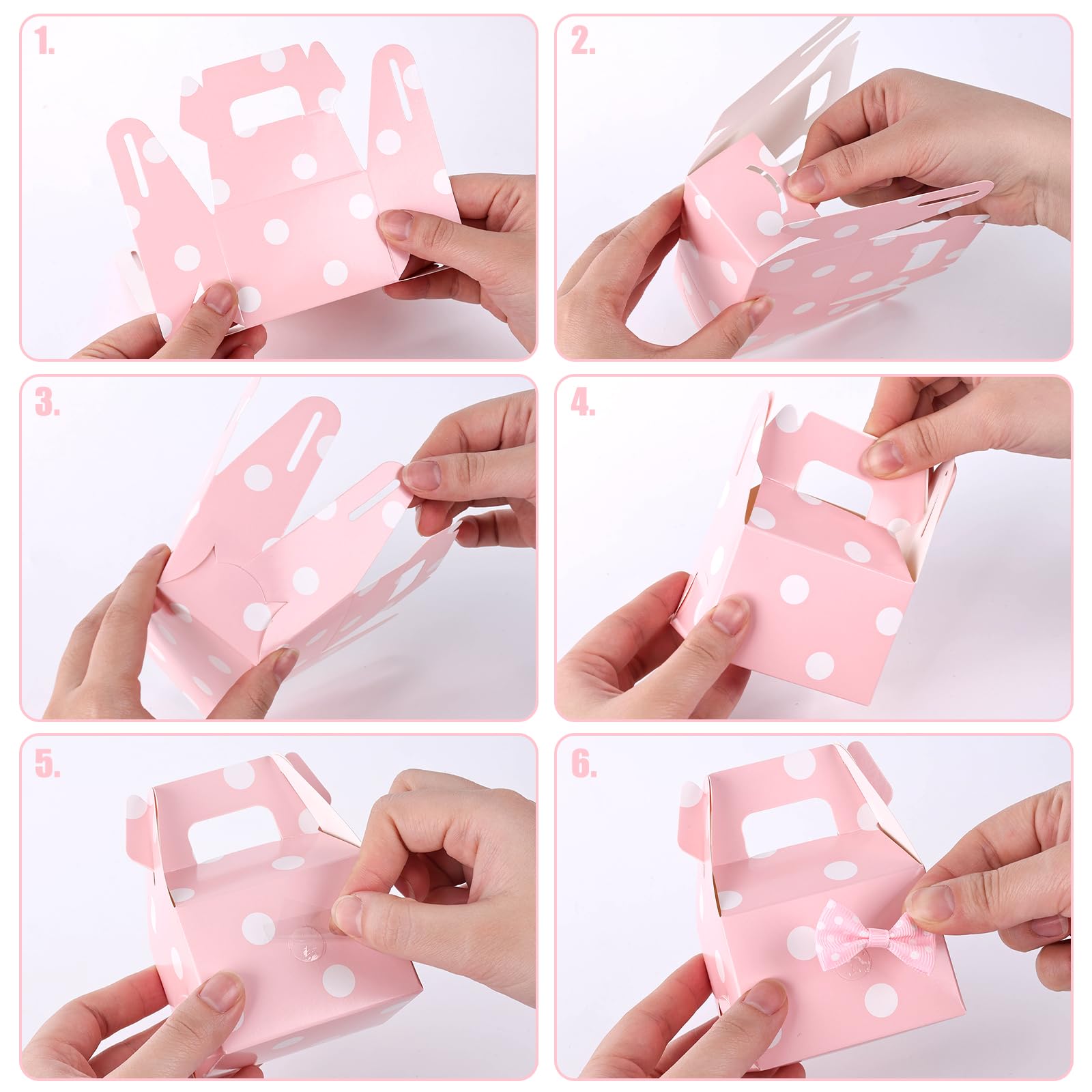 VGOODALL 30PCS Polka Dot Favor Boxes, Gable Treat Boxes Small Candy Boxes Pink Polka Dot Boxes Party Supplies for Kids Snacks Candy Birthday Party Wedding Christmas