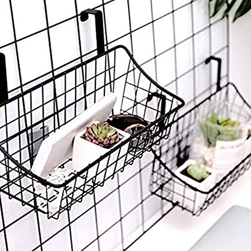 Jteyult Basket with Grid Storage Basket, Hang It Behind a Door or on a Railing, Over The Cabinet Door, White