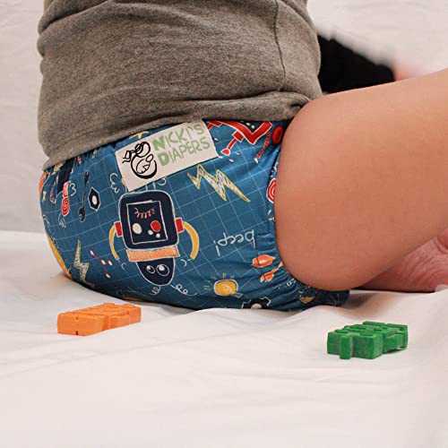 Nicki's Diapers One Size Ultimate All in Snap Cloth Diaper | Adjustable, Washable, and Reusable for Baby Boy or Girl Built Inserts Machine Washable (Cracking Up) (CDAIONDOSULSN)