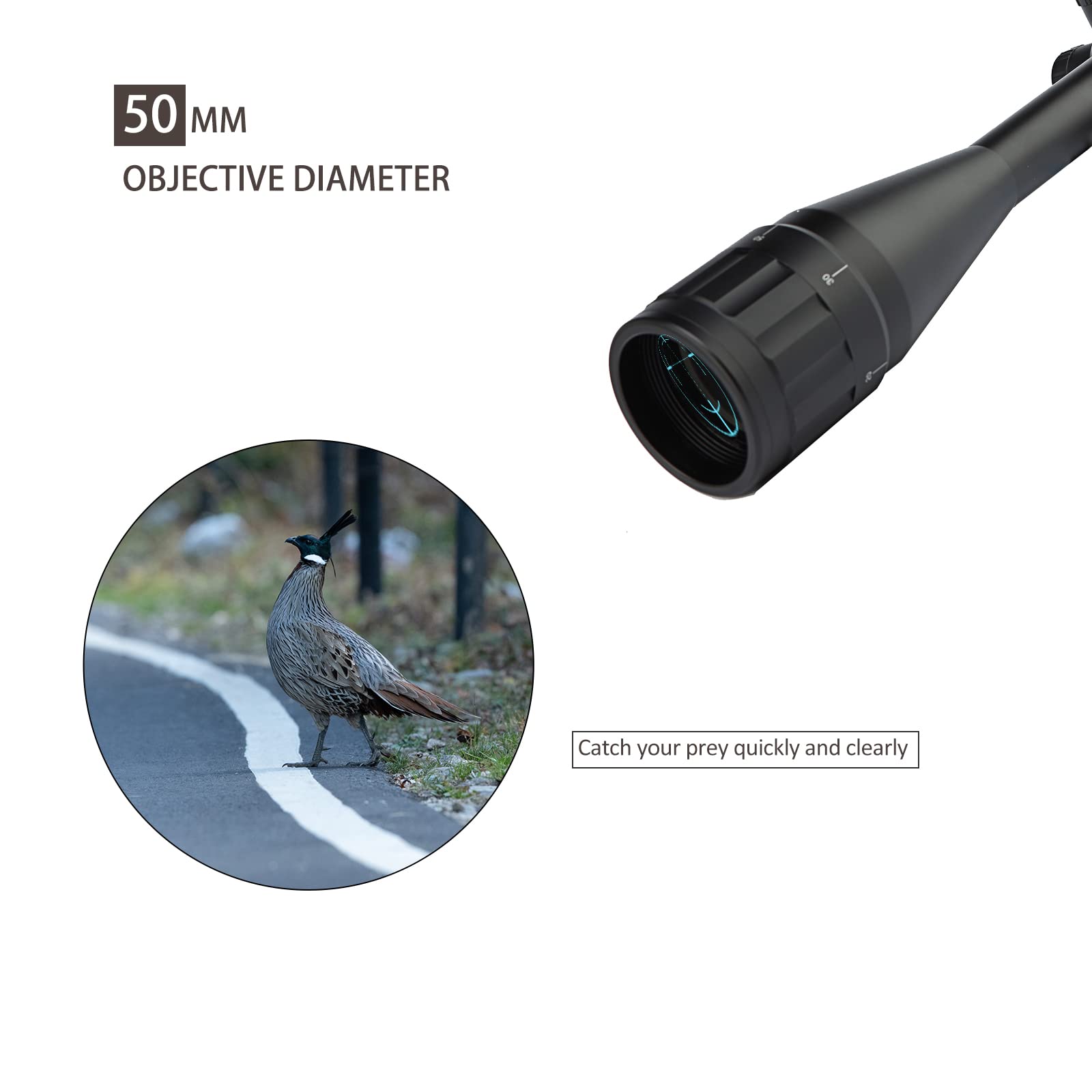 Jacgood 6-24x50 Rifle Scope for Hunting, Red & Green Illuminated Scope with Flip Up Scope Covers