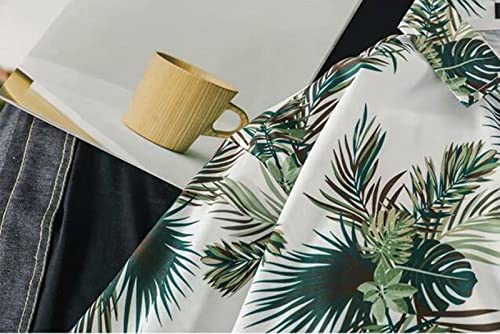 Men's Hawaiian Floral Shirts Cotton Button Down Tropical Holiday Beach Shirts with Pocket Dark Blue
