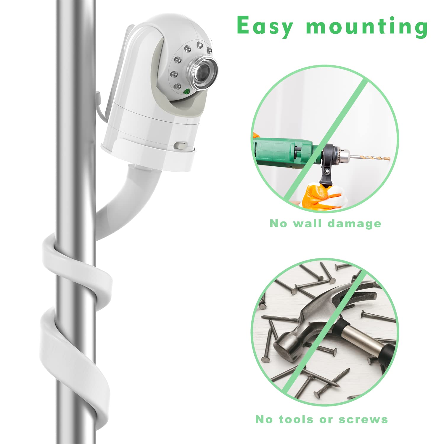PROCHOP Flexible Mount for Infant Optics DXR-8 and DXR-8 Pro Baby Monitor, Baby Camera Flexible Mount ,Versatile Twist Mount Without Tools or Wall Damage- White