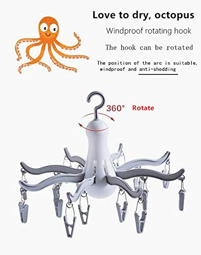 XIZHI Foldable Clip and Drip Hanger/Hanging Drying Rack - 16 Clips Socks Drying Rack for Drying Underwear Clothes,Socks,Bras,Towel,Pants,Hat,Grey