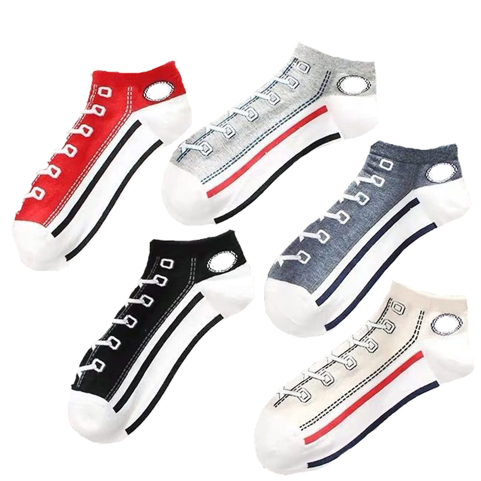 Men's Women's White Socks Cotton Breathable Multi Style Personalised Fake Shoes Socks 10 Pair Value Set Low Cut Socks, Fashion Style Socks