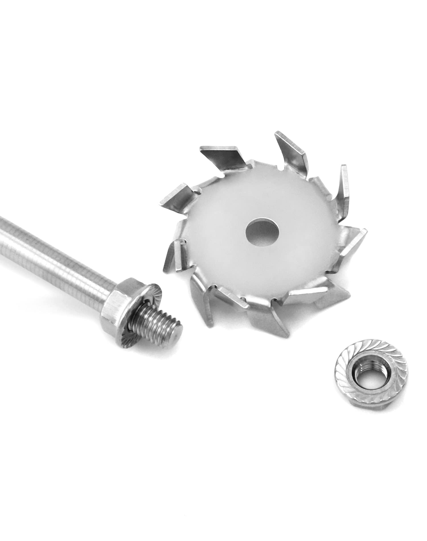 QWORK Dispersing Disc Dispersing Machine Blade Paddle Impeller, Stainless Steel Dispersion Impeller for Blender Overhead Stirrer Electric LAB Mixer, 8 x 300mm Rod, 50mm Disc