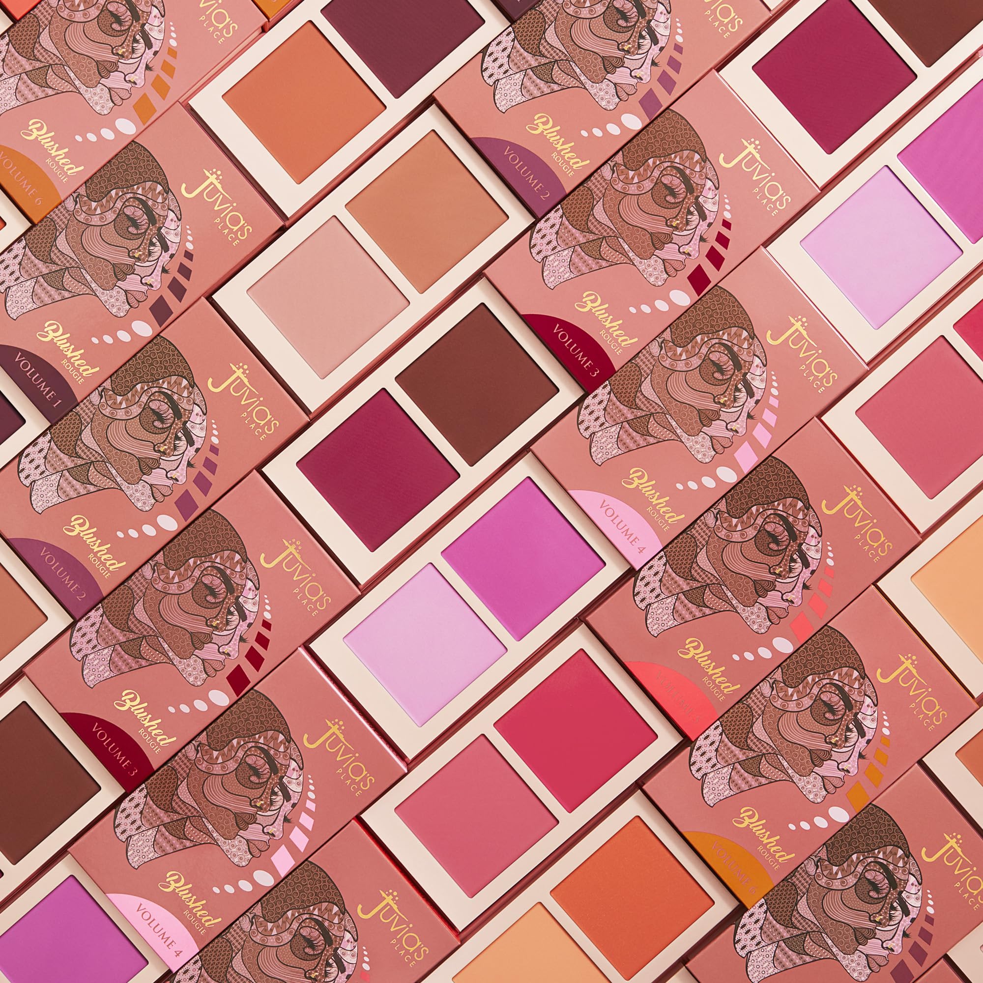 Juvia's Place Blushed Duo Blush Volume5 - Two Tone Pigmented Buildable Pressed Mineral Powder - Rosy Natural Cheeks Matte Fresh Finish for All Skin Color