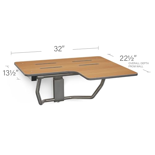 Seachrome 32" x 22.5β Teak Reversible Folding Transfer Tub/Shower Seat, ADA Compliant