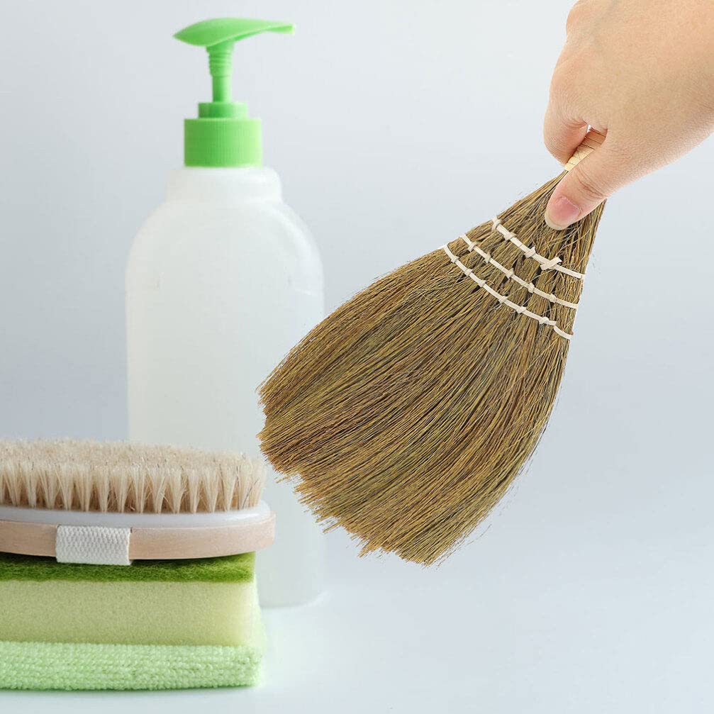 Sweeping Broom Palm Broom Small Natural Whisk Broom Retro Vietnamese Sweeping Broom Desk Cleaning Brush for Courtyard Garage Lobby Mall Market Sidewalks Decks