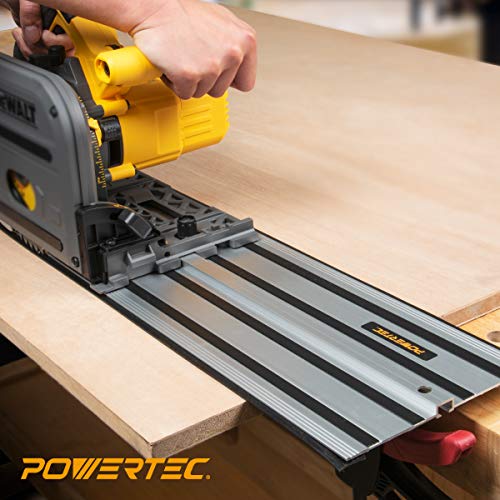 POWERTEC 71505 110β Guide Rail Joining Set for DeWalt Track Saws | Includes 2x55" Aluminum Extruded Guided Rails and (1) Guide Rail Connector for Woodworking Projects