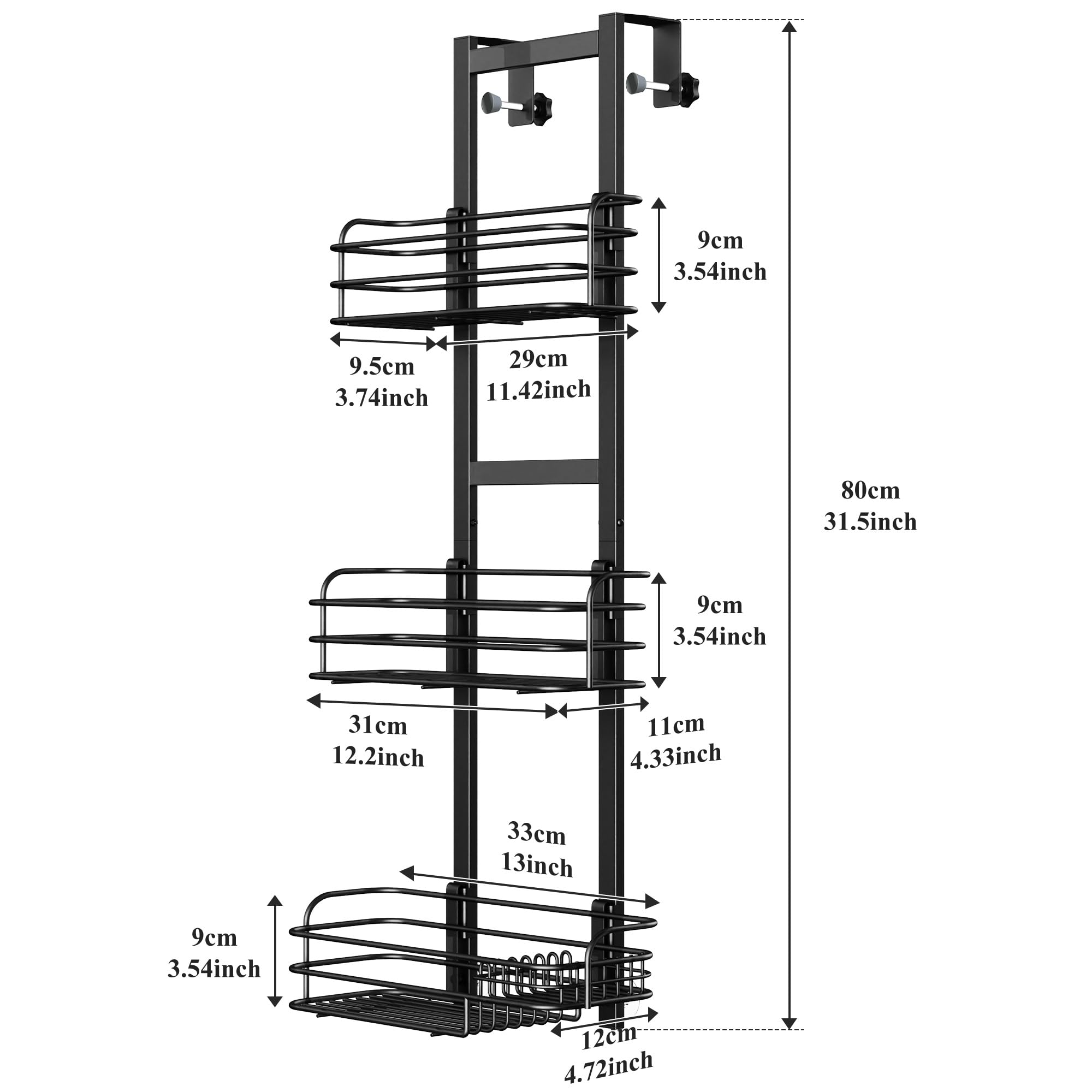Nieifi Over The Door Shower Caddy Pantry Organizer Rack with Reliable Hooks, Sturdy Hanging Shower Organizer Shelf Basket Storage Rack, Bathroom Shelves Drill Free Extra Large, Silver