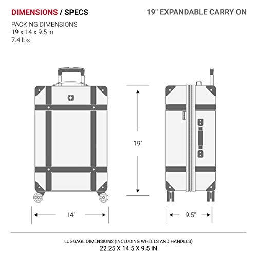 SwissGear 7739 Hardside Luggage Trunk with Spinner Wheels, Blush, 2-Piece Set (19/26)